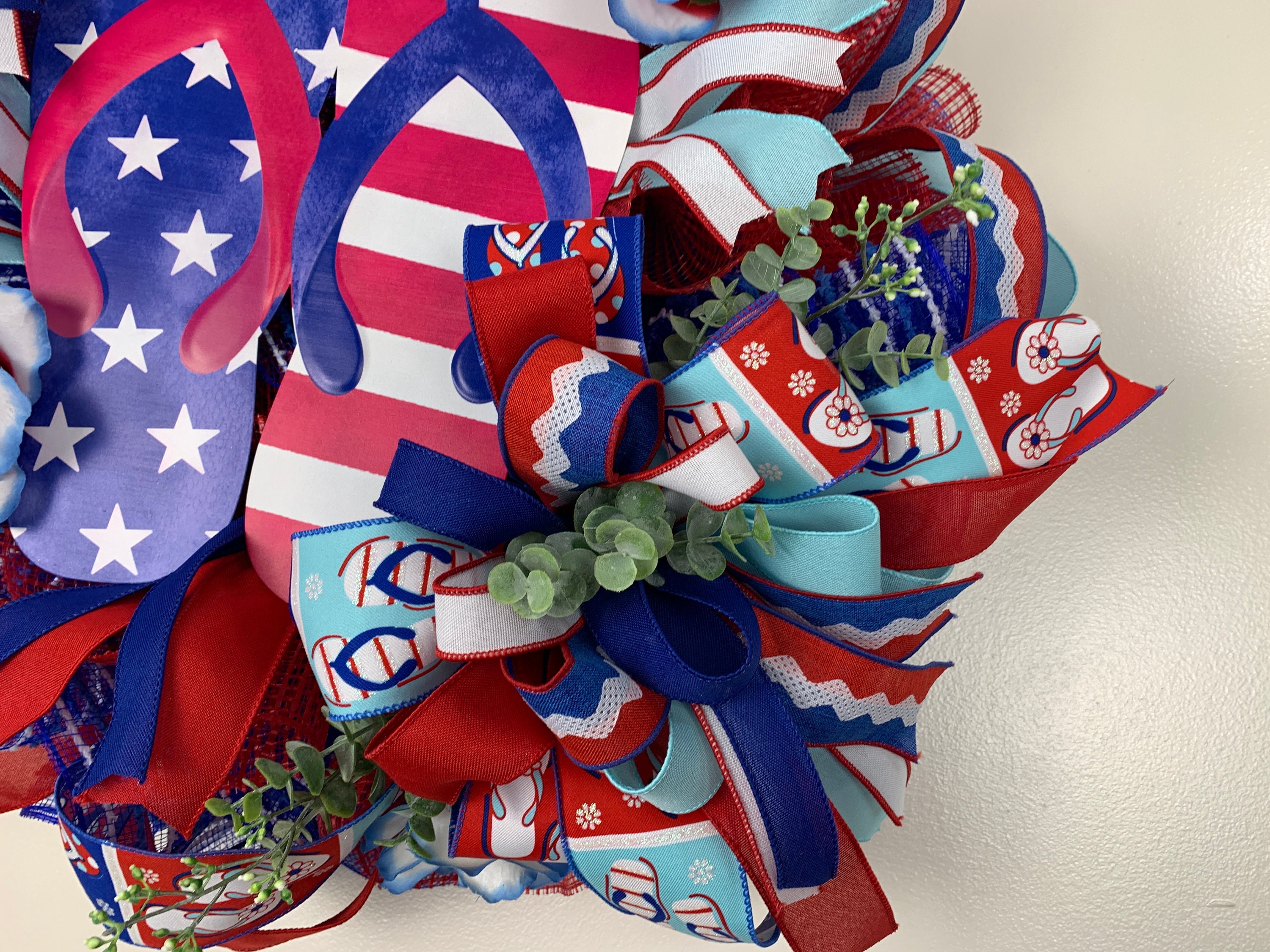Patriotic Flip Flop Wreath Red White and Blue Flip Flop - Etsy