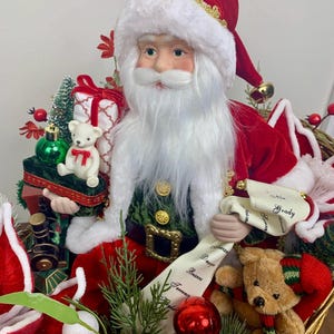 Handcrafted Santa Sleigh Christmas Arrangement - Holiday Decor With ...