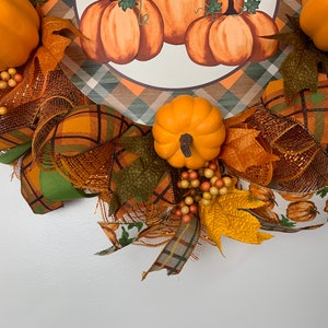 Orange Fall Wreath for Front Door Pumpkin Wreath Fall Swag - Etsy