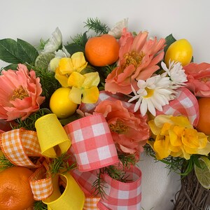 Summer Fruit Wreath for Front Door, Orange and Lemon Grapevine Wreath ...