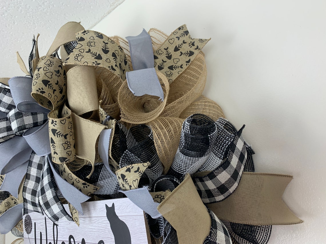 Cat Wreath for Front Door Cat Decor Kitty Wreath Cat Lover - Etsy