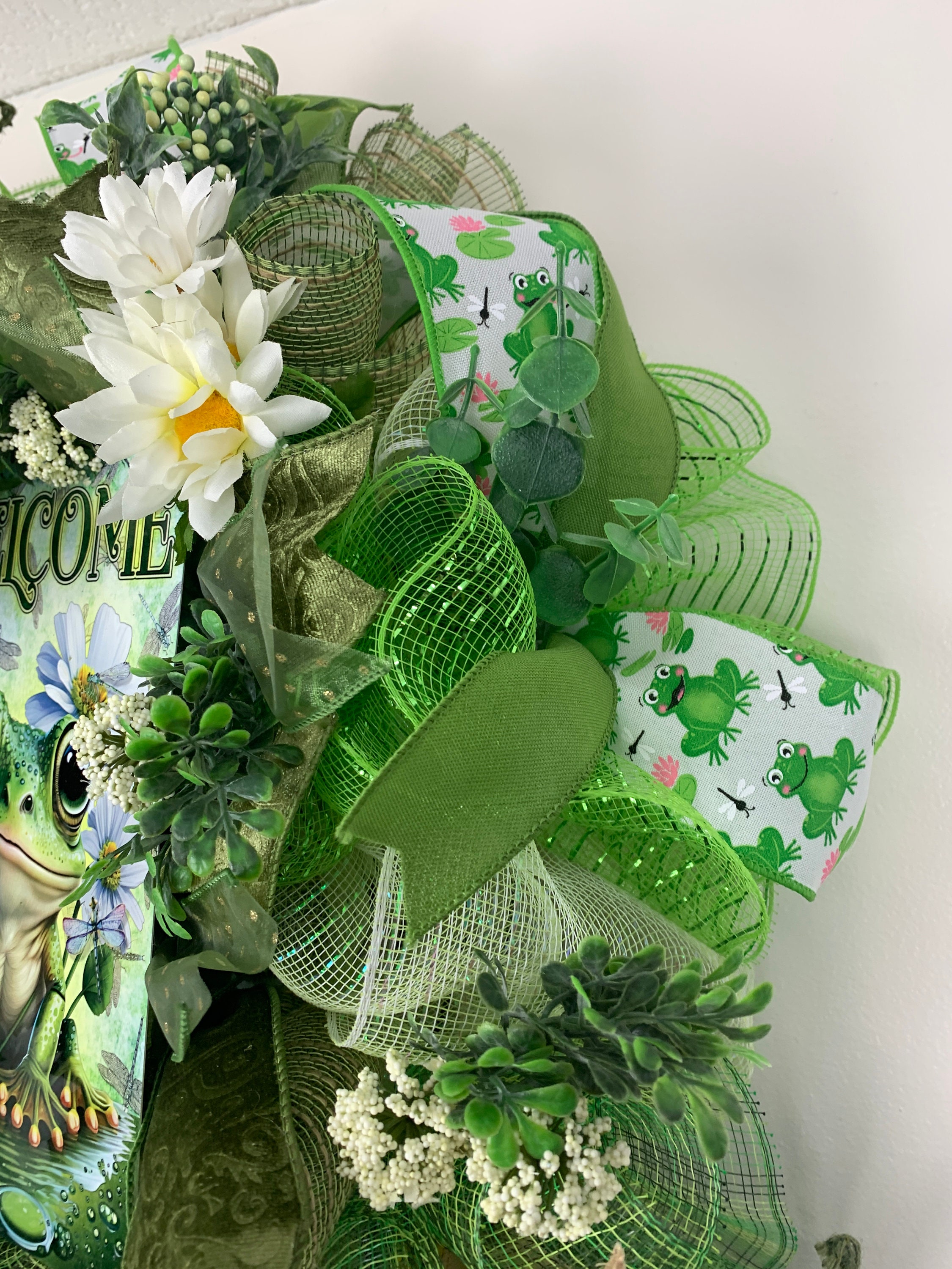 Frog Wreath, Summer Tree Frog Wreath, Frog Decor, Nature Inspired Decor ...