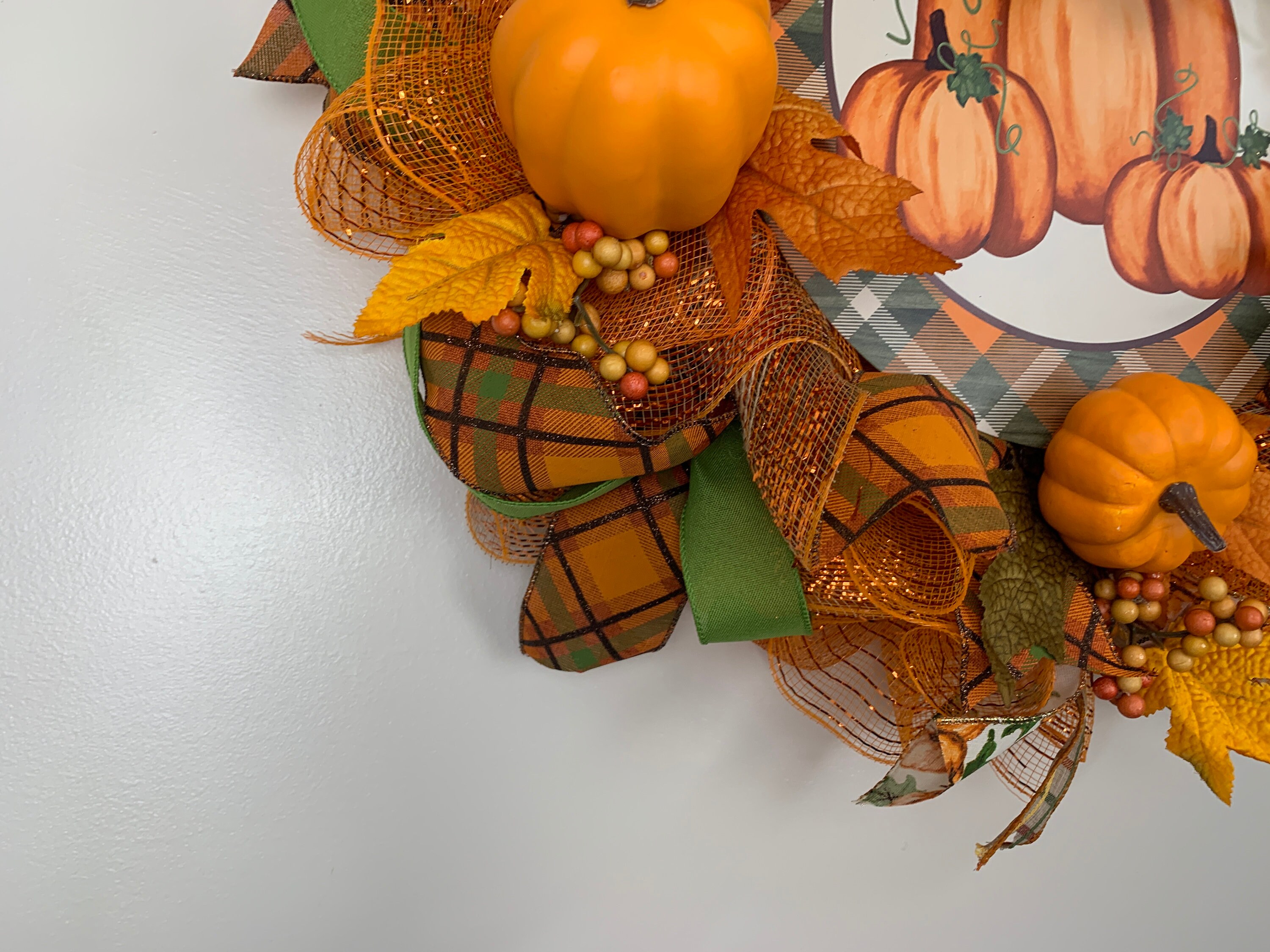 Orange Fall Wreath for Front Door Pumpkin Wreath Fall Swag - Etsy