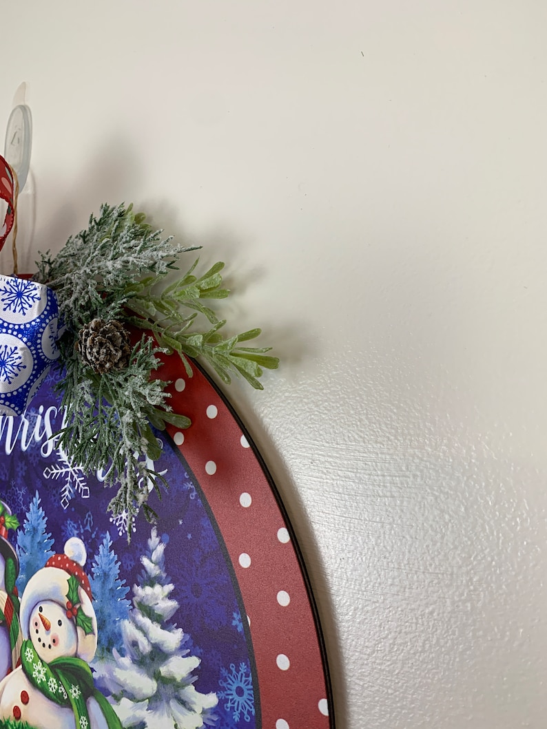 Snowman Door Hanger, Winter Front Door Decor, Wood Round, Christmas ...