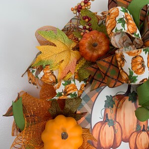 Orange Fall Wreath for Front Door Pumpkin Wreath Fall Swag - Etsy