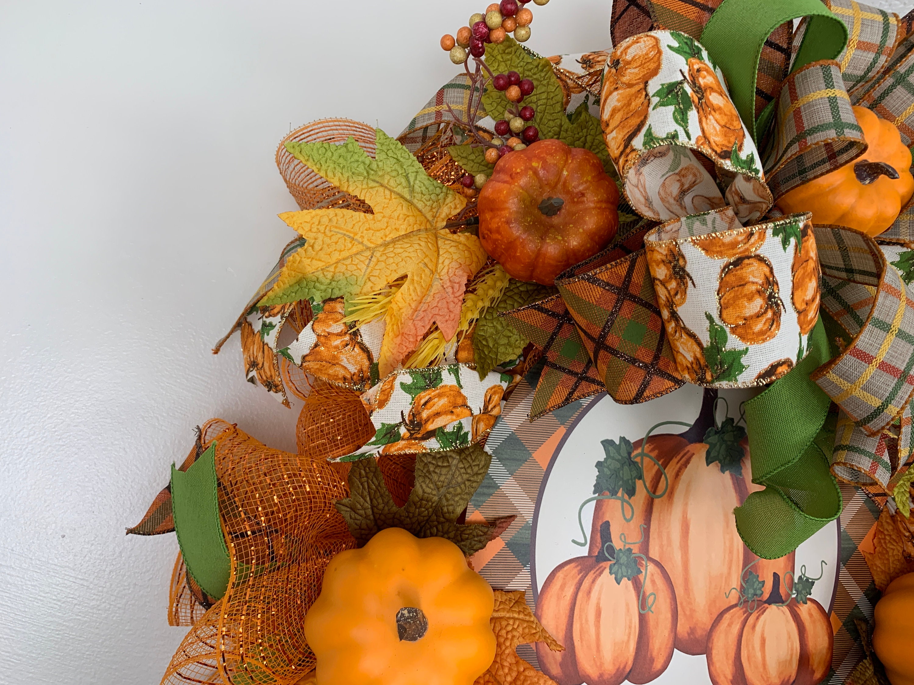 Orange Fall Wreath for Front Door Pumpkin Wreath Fall Swag - Etsy