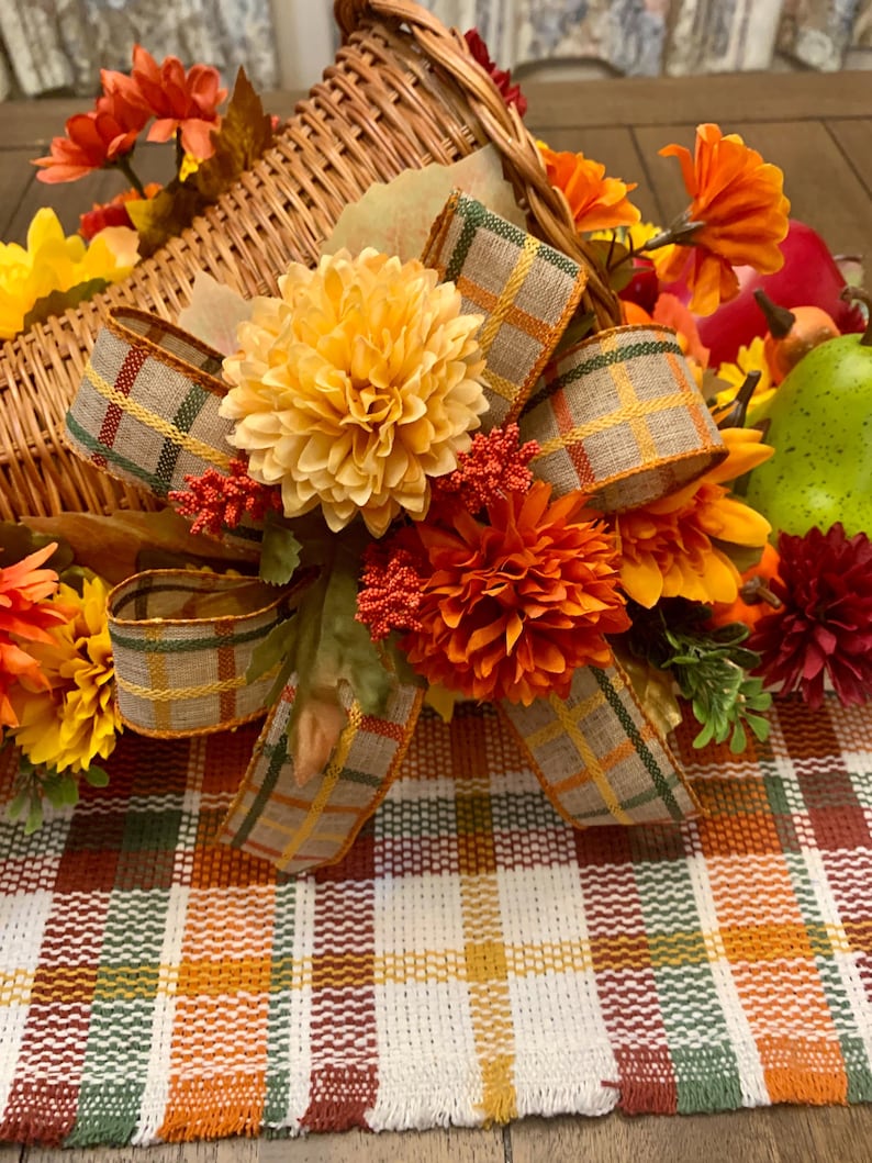 Fall Cornucopia Centerpiece With Pumpkins, Pinecones, and Autumn ...