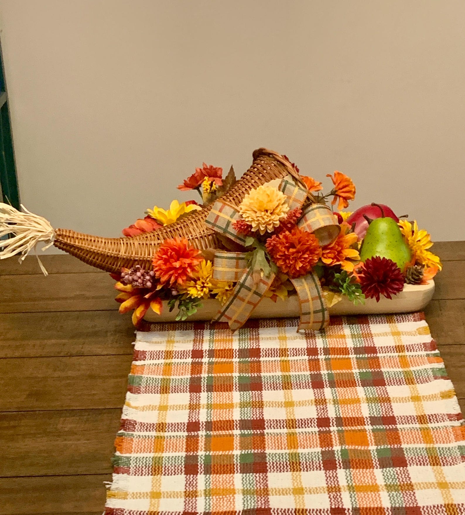 Fall Cornucopia Centerpiece With Pumpkins, Pinecones, and Autumn ...