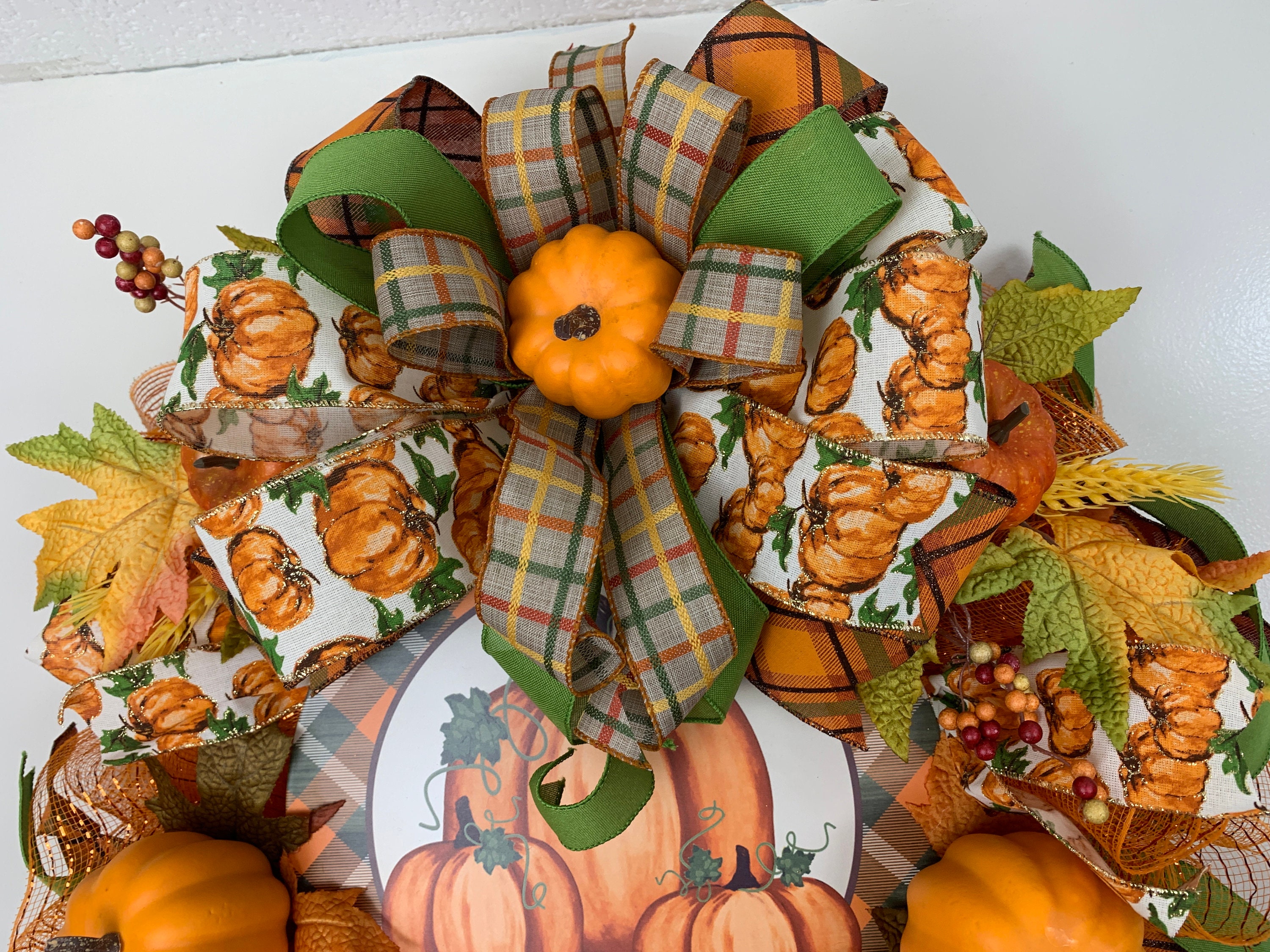 Orange Fall Wreath for Front Door Pumpkin Wreath Fall Swag - Etsy