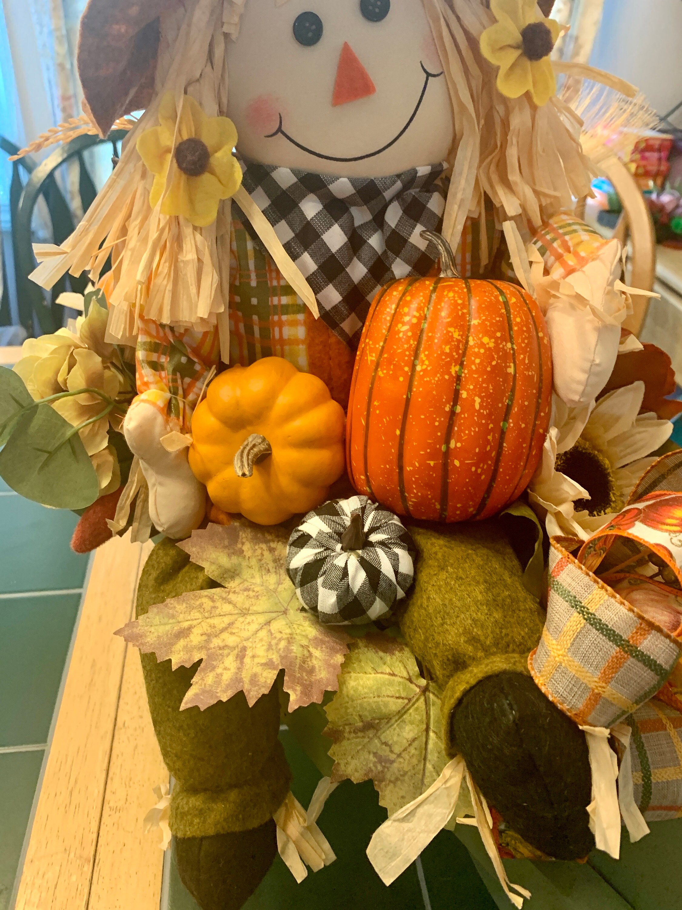 Scarecrow Wheelbarrow Arrangement, Large Scarecrow Centerpiece, Fall ...