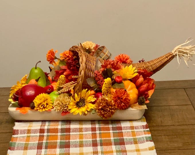 Metal Wire CORNUCOPIA BASKET Display Stand Bowl AUTUMN Leaves Acorn ...