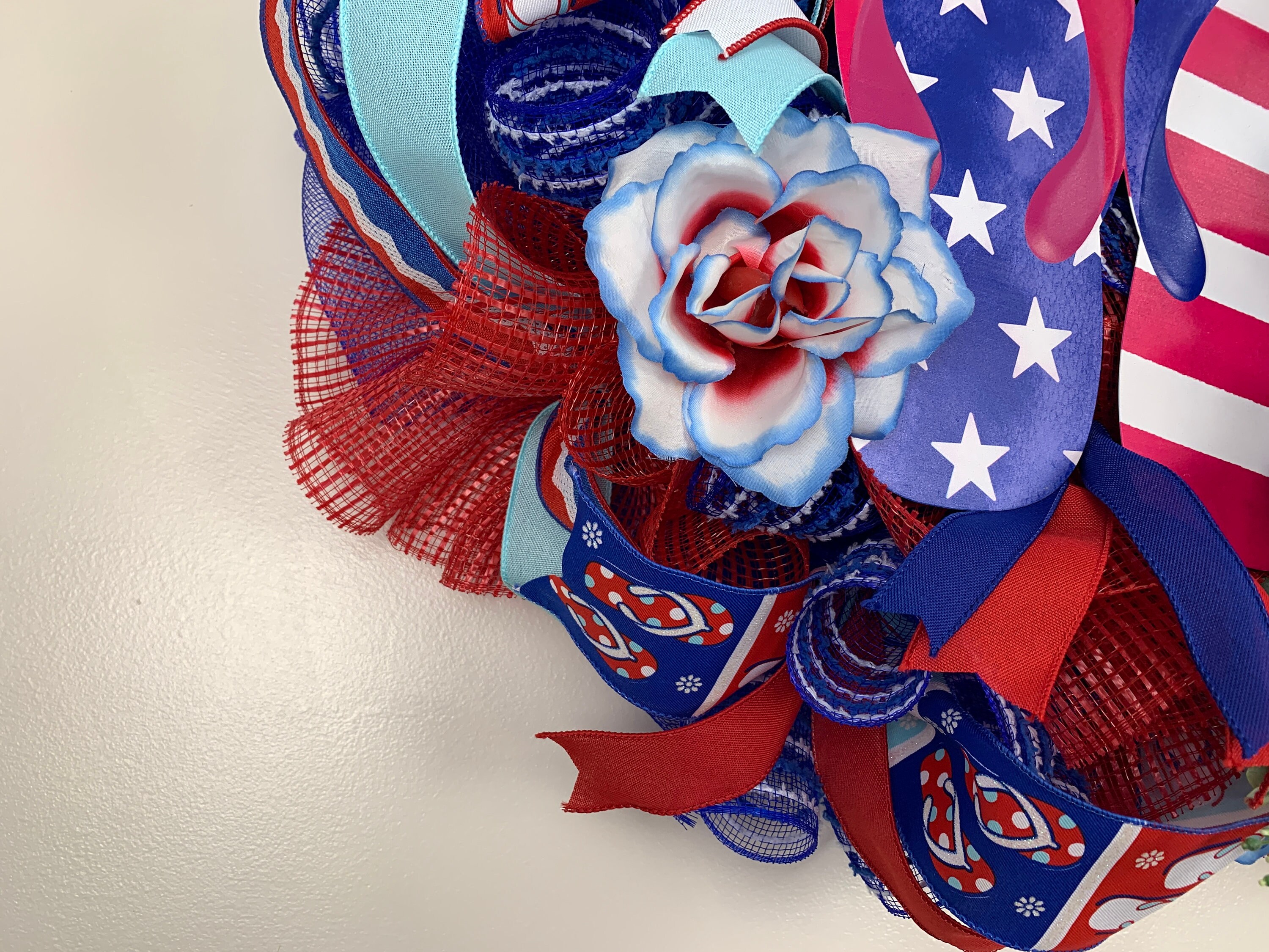 Patriotic Flip Flop Wreath Red White and Blue Flip Flop - Etsy