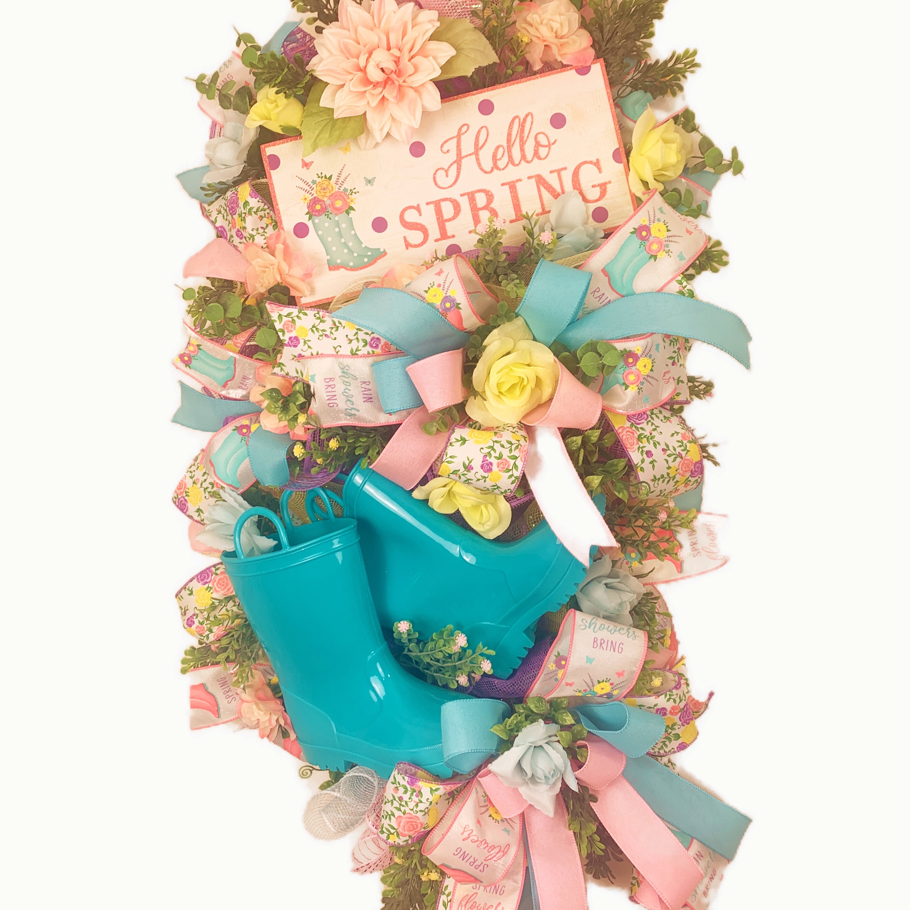 Spring Floral Swag, Spring Floral Wreath, Easter Wreath for Front Door ...
