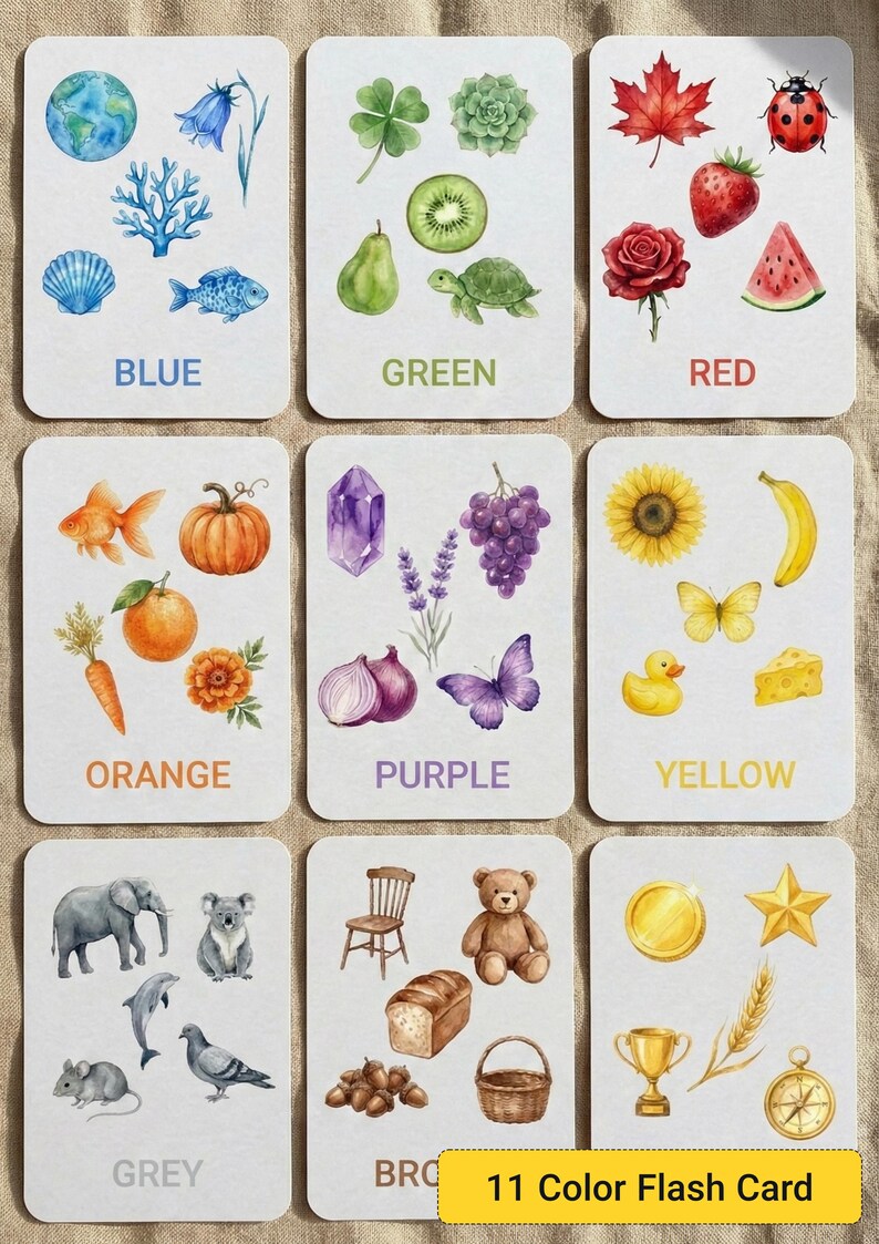 Color Flash Cards for Kids | Printable Flash Cards, Water Color ...