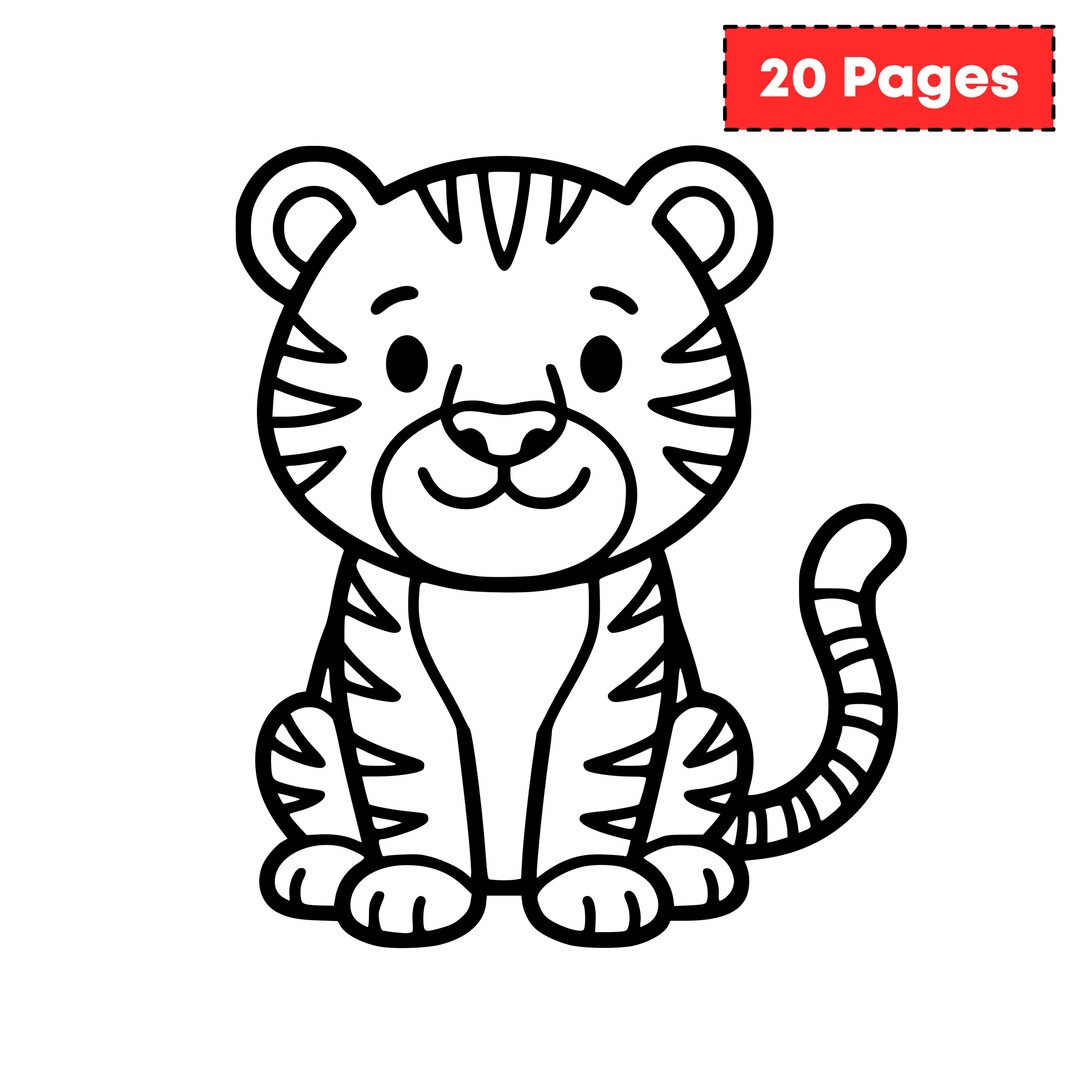 Tiger Coloring Page for Kids | Printable Kids Cute Tiger Coloring Book ...