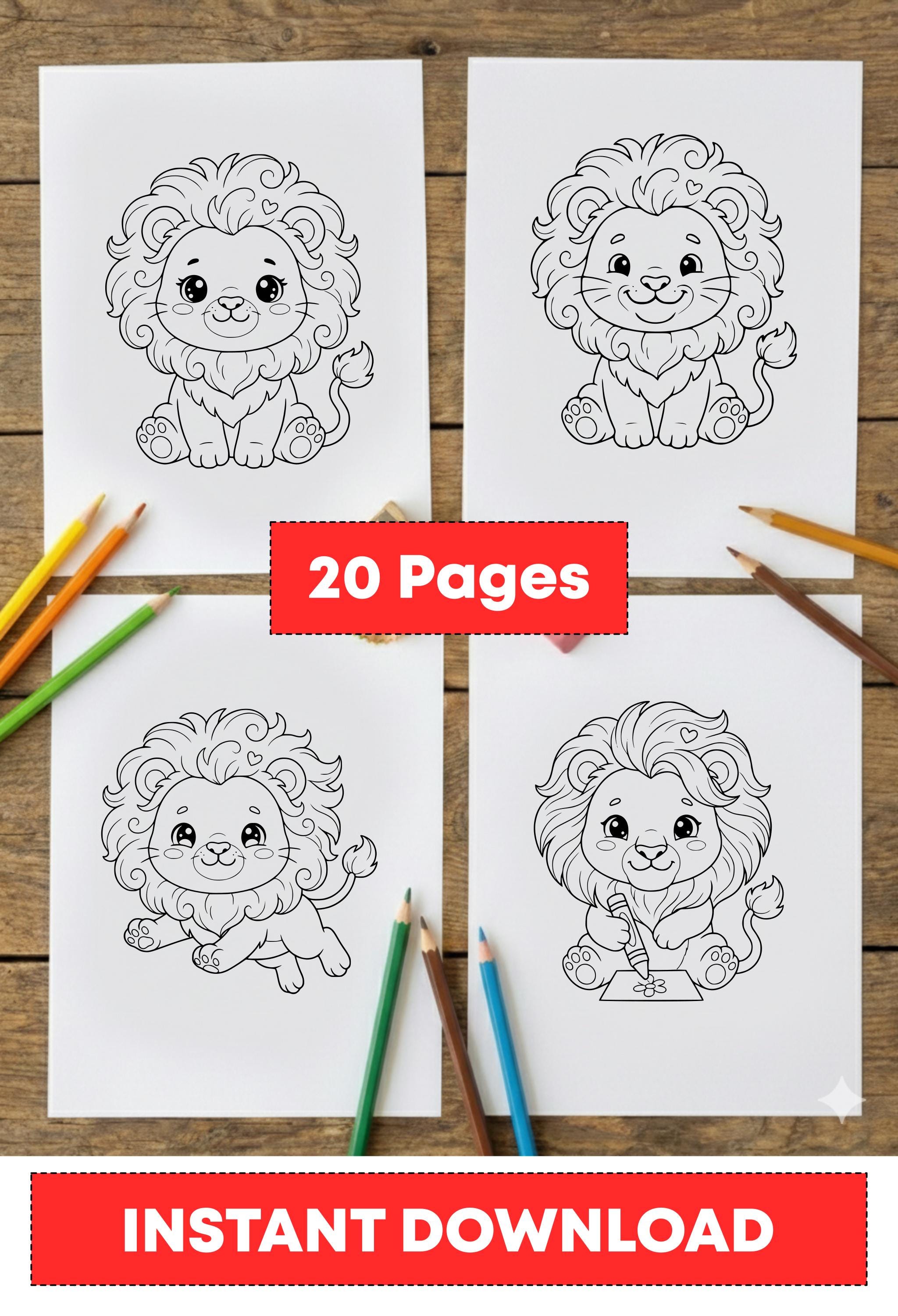 Lion Coloring Pages for Kids Preschool Activity Sheets Printable PDF ...