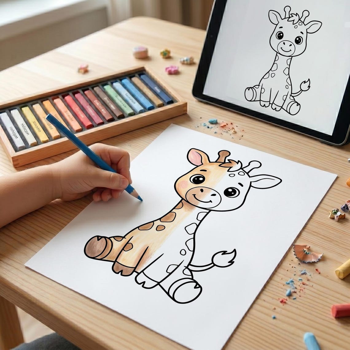 Cute Giraffe Coloring Page for Kids | Printable Giraffe Coloring ...