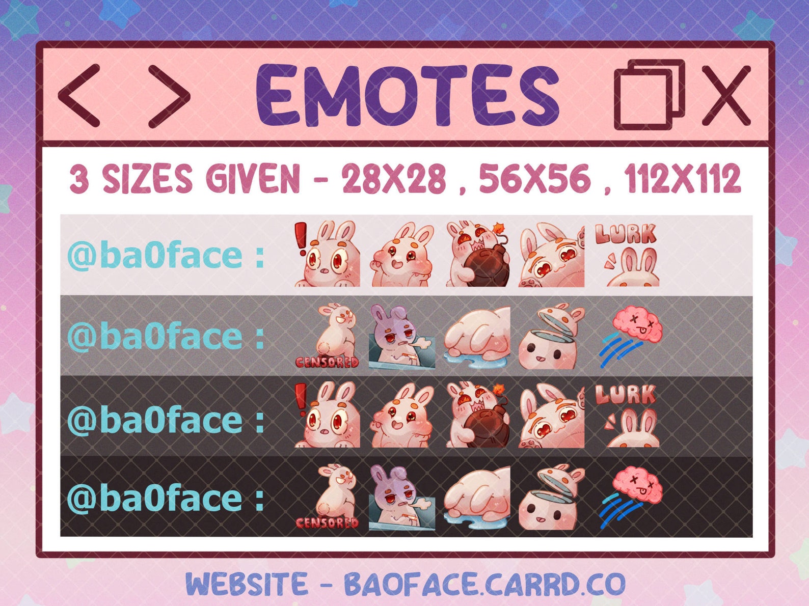BUNNY EMOTE | 10 Rabbit Emotes for Twitch and Discord | Cute Streaming ...