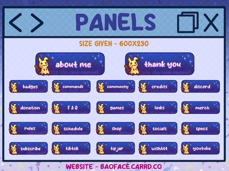 POKEMON PANELS | 22 Cute Ghost Type Theme Panels for Twitch - Etsy