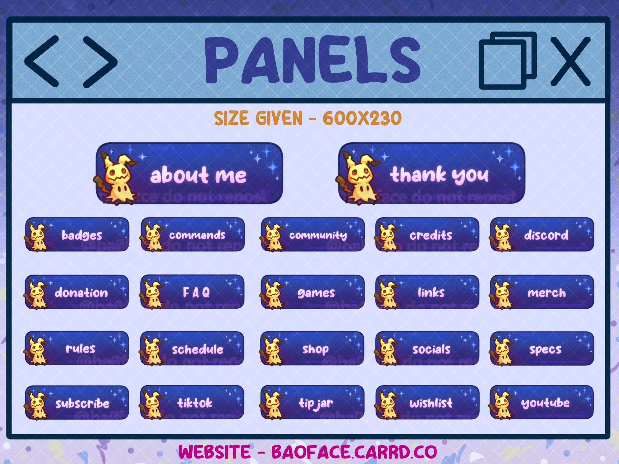 POKEMON PANELS 22 Cute Ghost Type Theme Panels for Twitch - Etsy