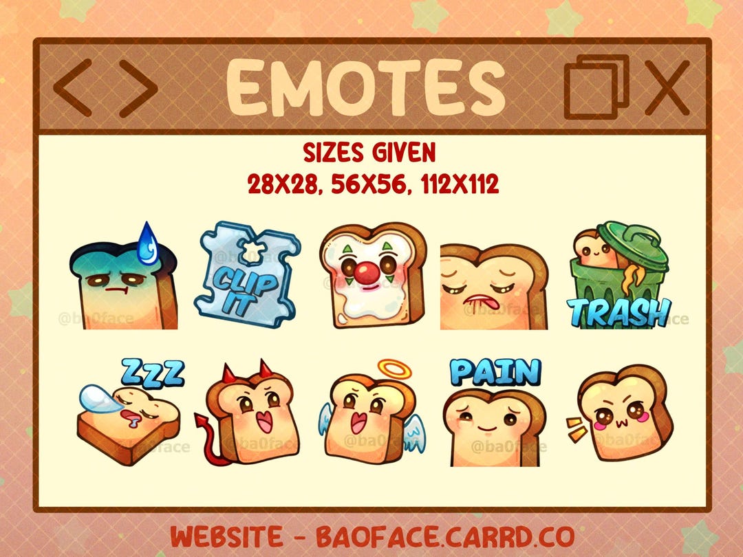 BREAD EMOTES Version 4 | 10 + 4 Silly Toast and Bread Emotes for Twitch ...