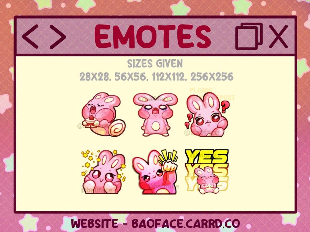 ANITEEZ DDYEONGBYEOLI Emotes (version 2) | 6 + 3 Rabbit Emotes/digital ...