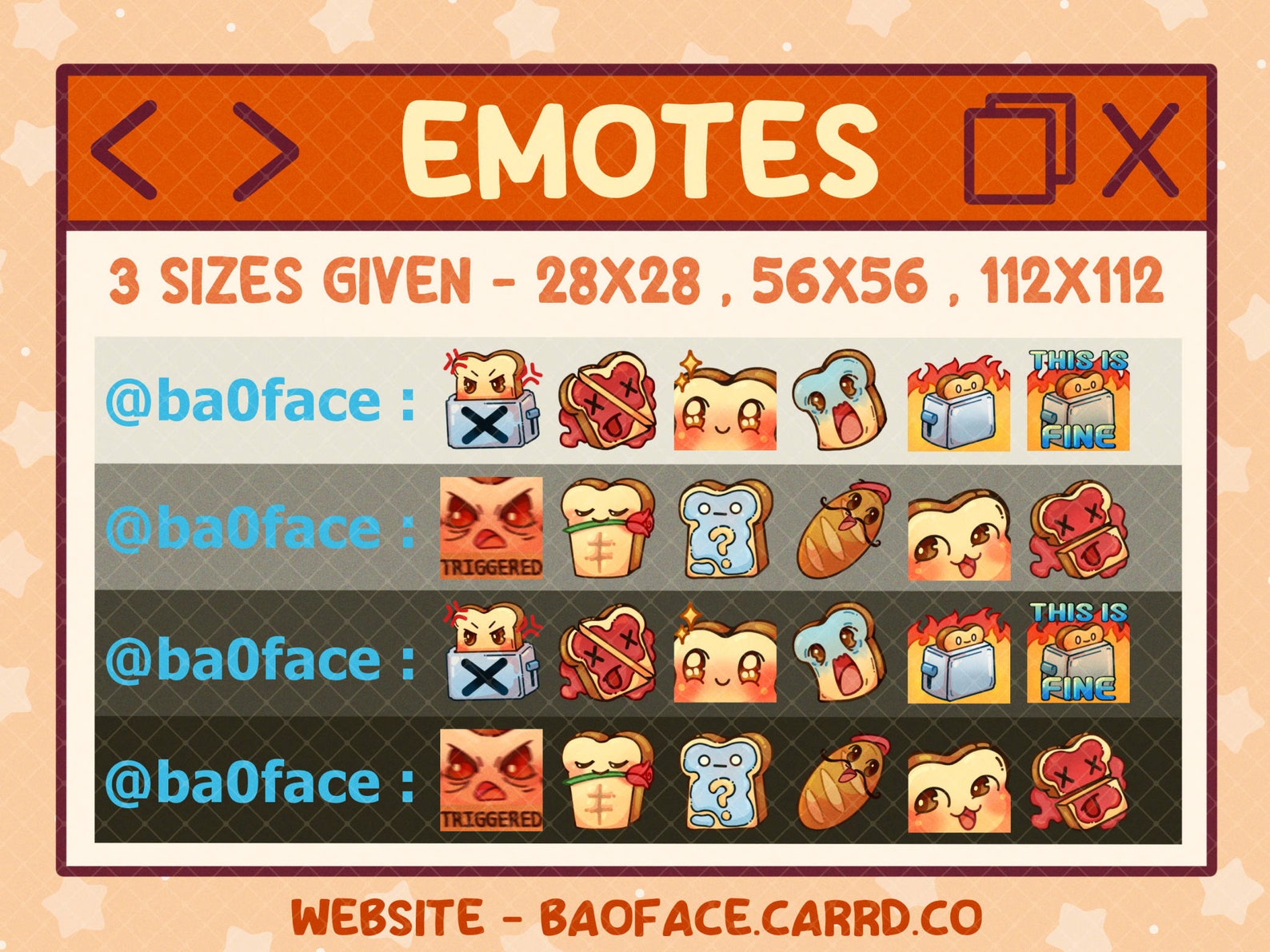 BREAD EMOTES Version 2 | 10+2 Cute Toast and Bread Emotes for Twitch ...