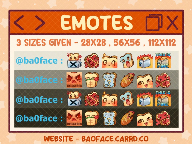 BREAD EMOTES Version 2 | 10+2 Cute Toast and Bread Emotes for Twitch ...
