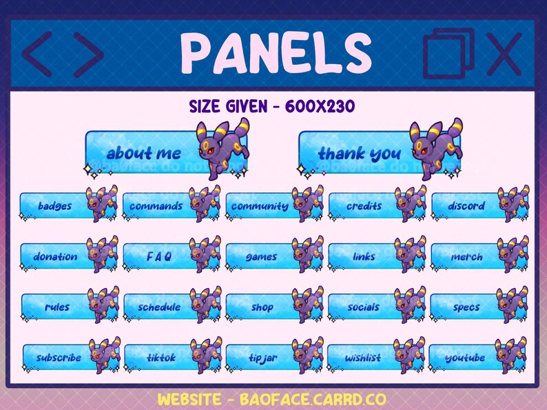 POKEMON PANELS | 22 Umbreon Eeveelution Theme Panels for Twitch (day ...