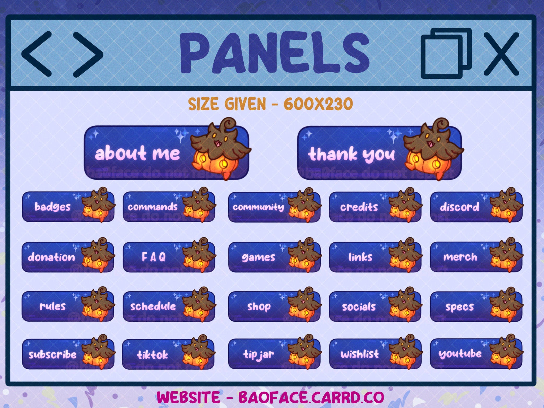 POKEMON PANELS | 22 Cute Ghost Type Theme Panels for Twitch - Etsy