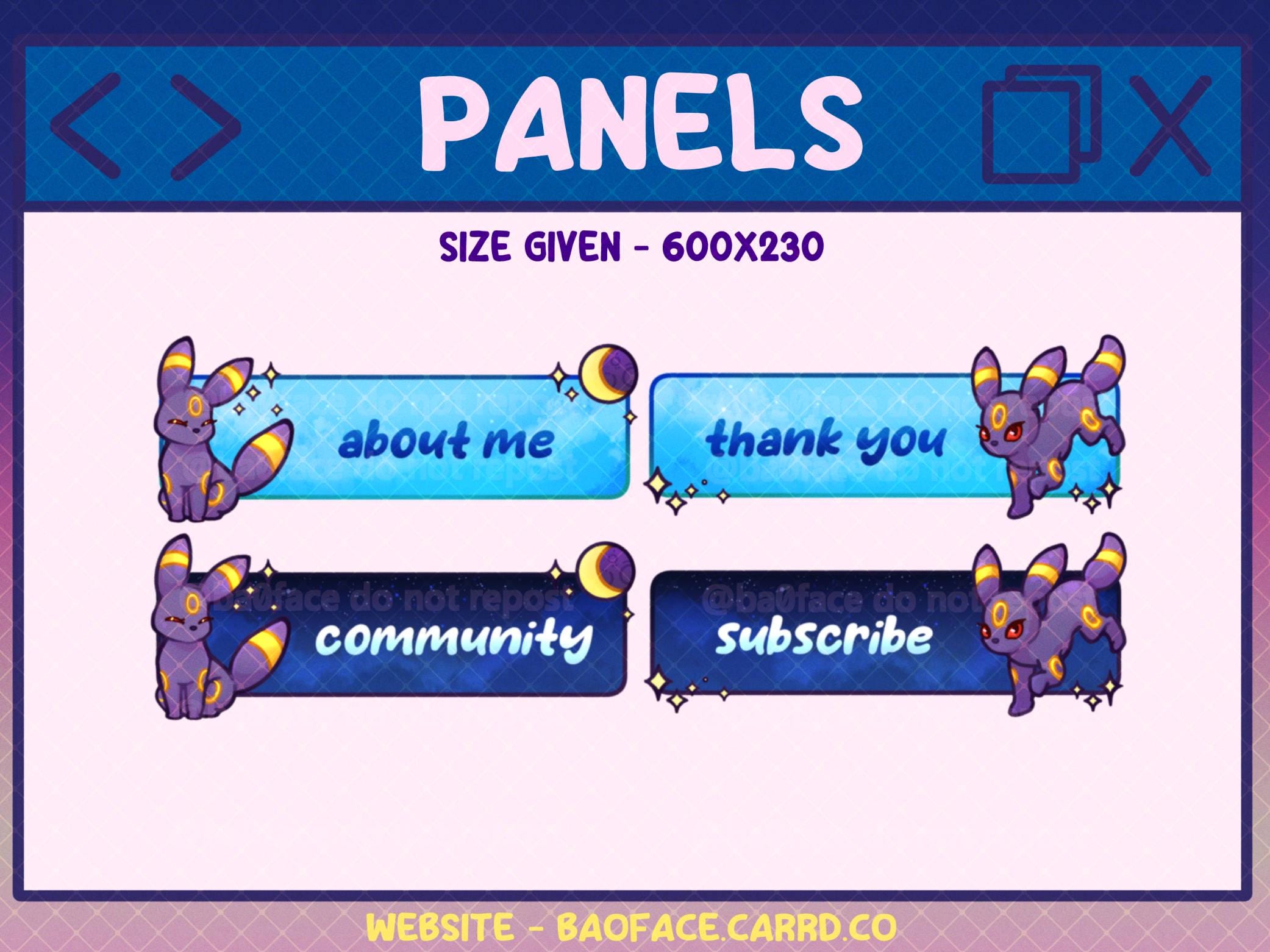 POKEMON PANELS | 22 Umbreon Eeveelution Theme Panels for Twitch (day ...