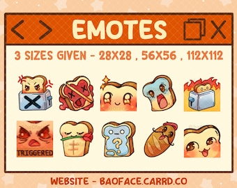 BREAD EMOTES 102 Cute Toast and Bread Emotes for Twitch and Discord ...