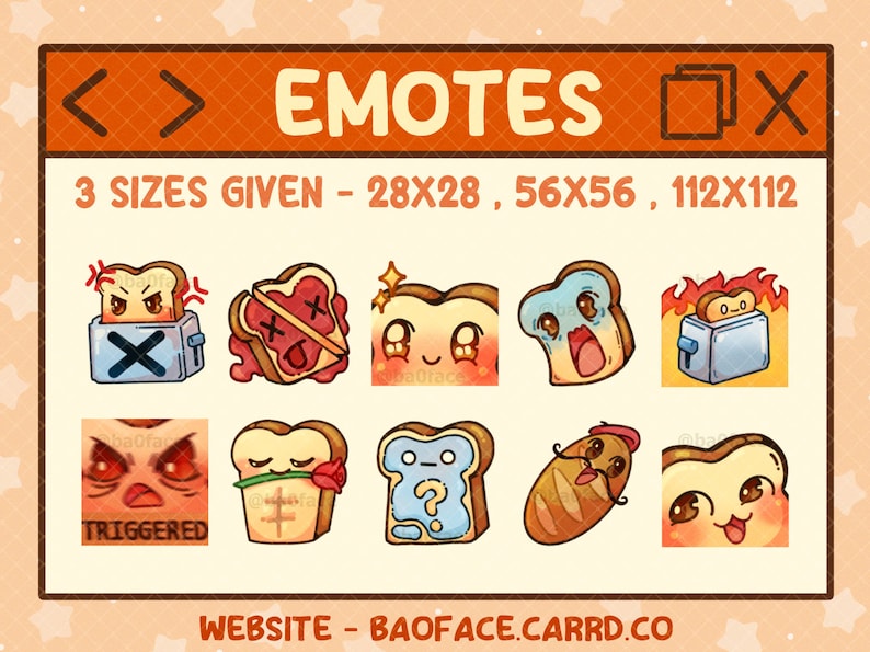BREAD EMOTES Version 2 | 10+2 Cute Toast and Bread Emotes for Twitch ...