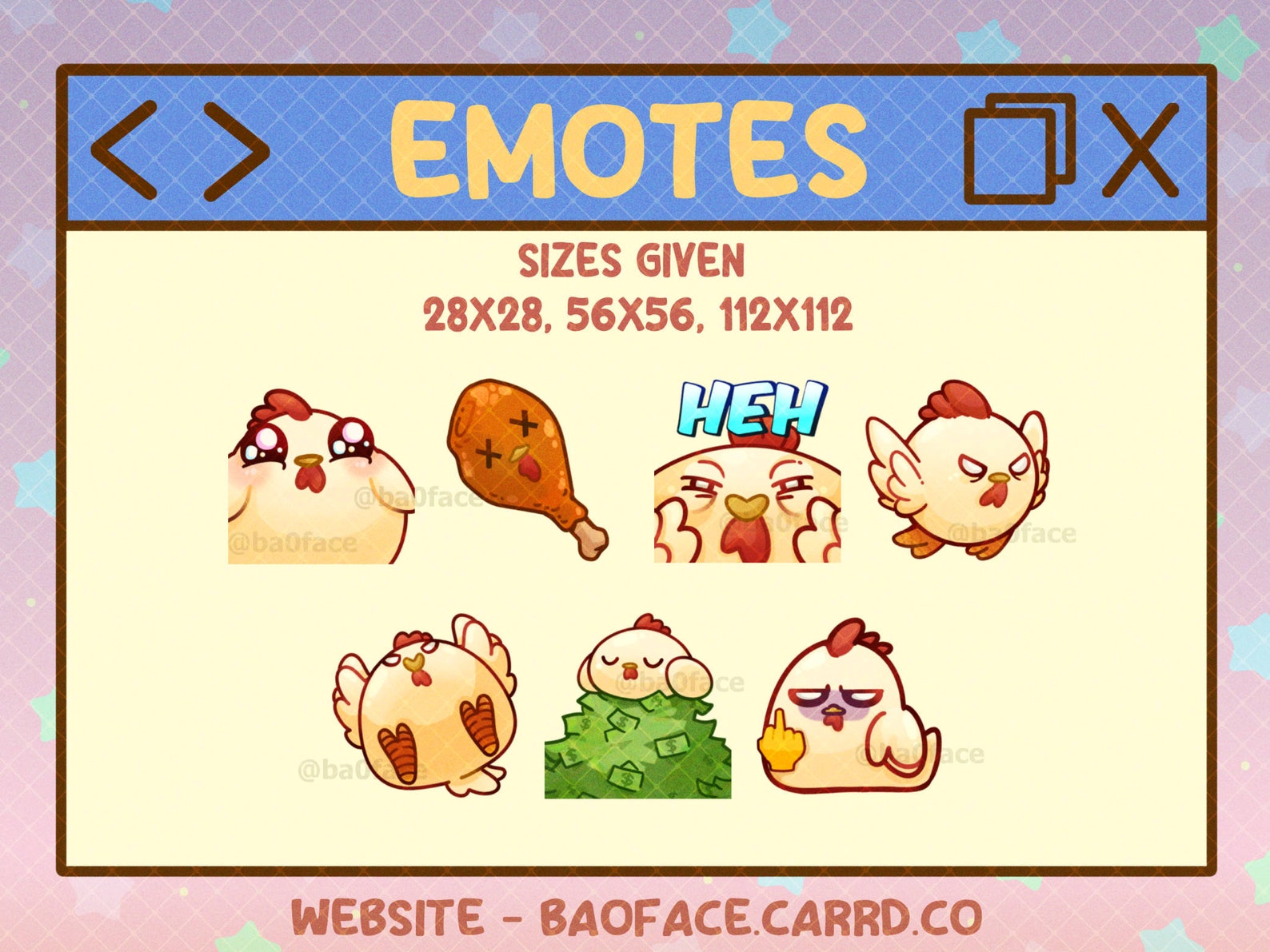 CHICKEN EMOTES Version 2 | 7 + 3 Chicken Emotes for Twitch and Discord ...