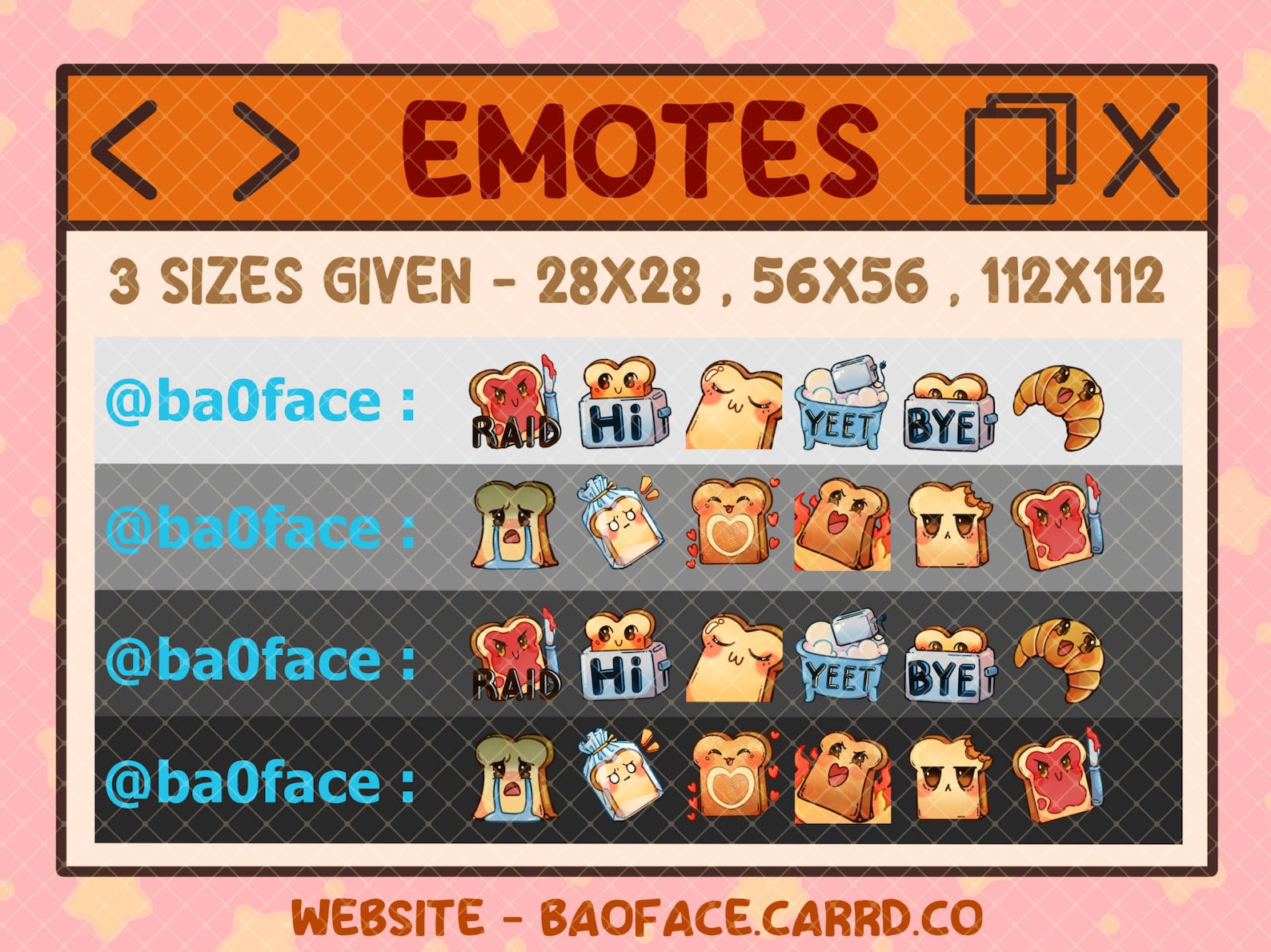 BREAD EMOTES 102 Cute Toast and Bread Emotes for Twitch and Discord ...