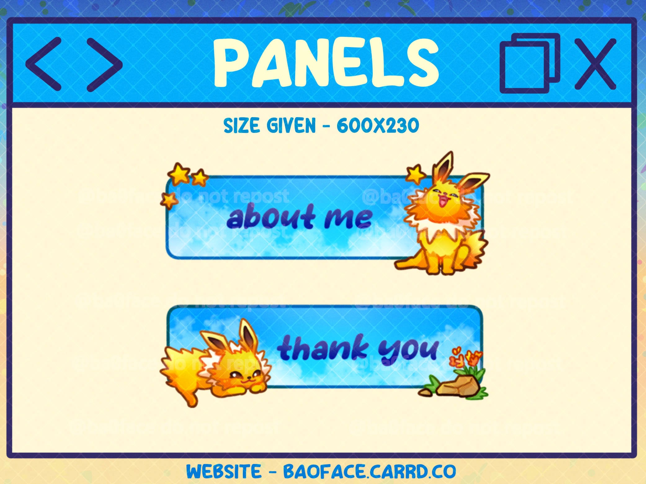 POKEMON PANELS | 22 Cute Jolteon Eeveelution Theme Panels for Twitch - Etsy