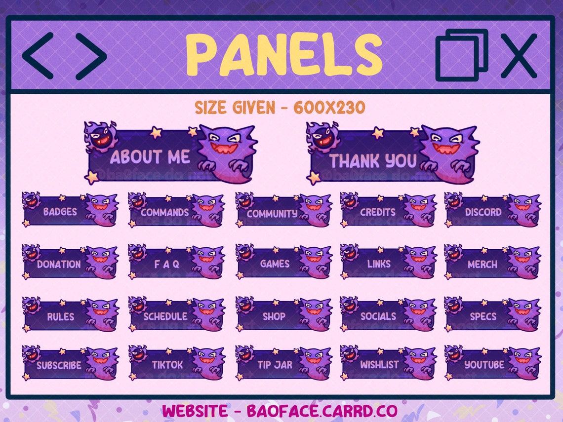 POKEMON PANELS | 22 Gengar Evolution Ghost Theme Panels for Twitch - Etsy