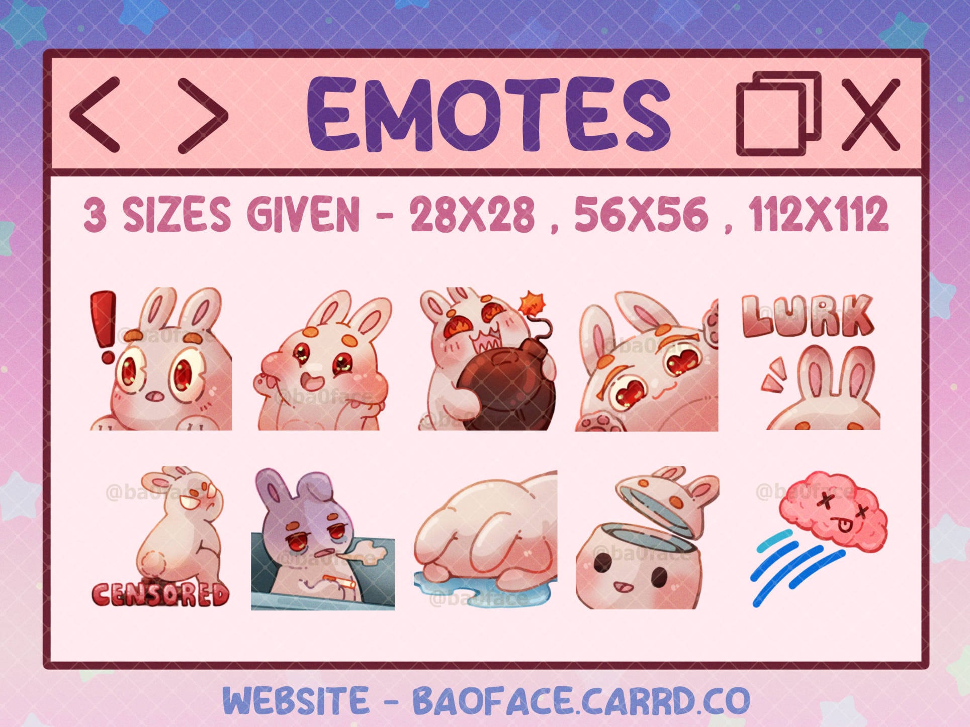 BUNNY EMOTE | 10 Rabbit Emotes for Twitch and Discord | Cute Streaming ...