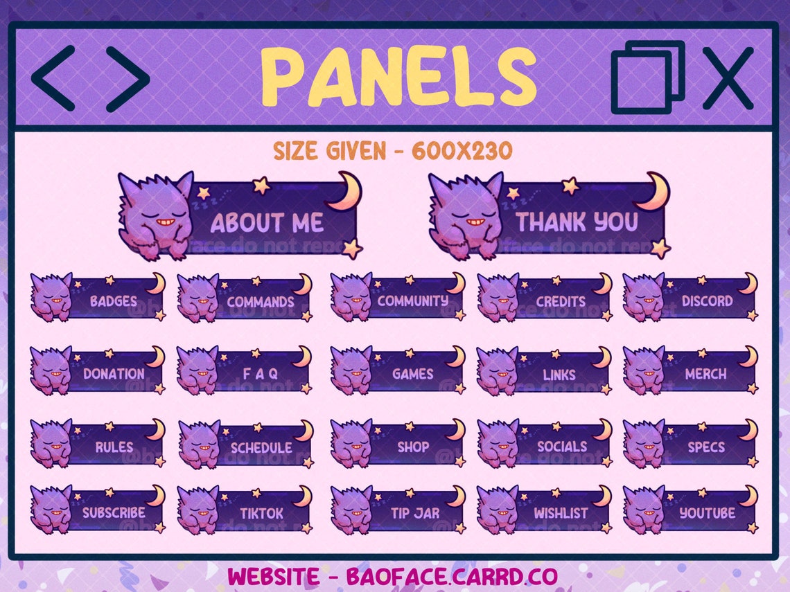 POKEMON PANELS | 22 Gengar Evolution Ghost Theme Panels for Twitch - Etsy