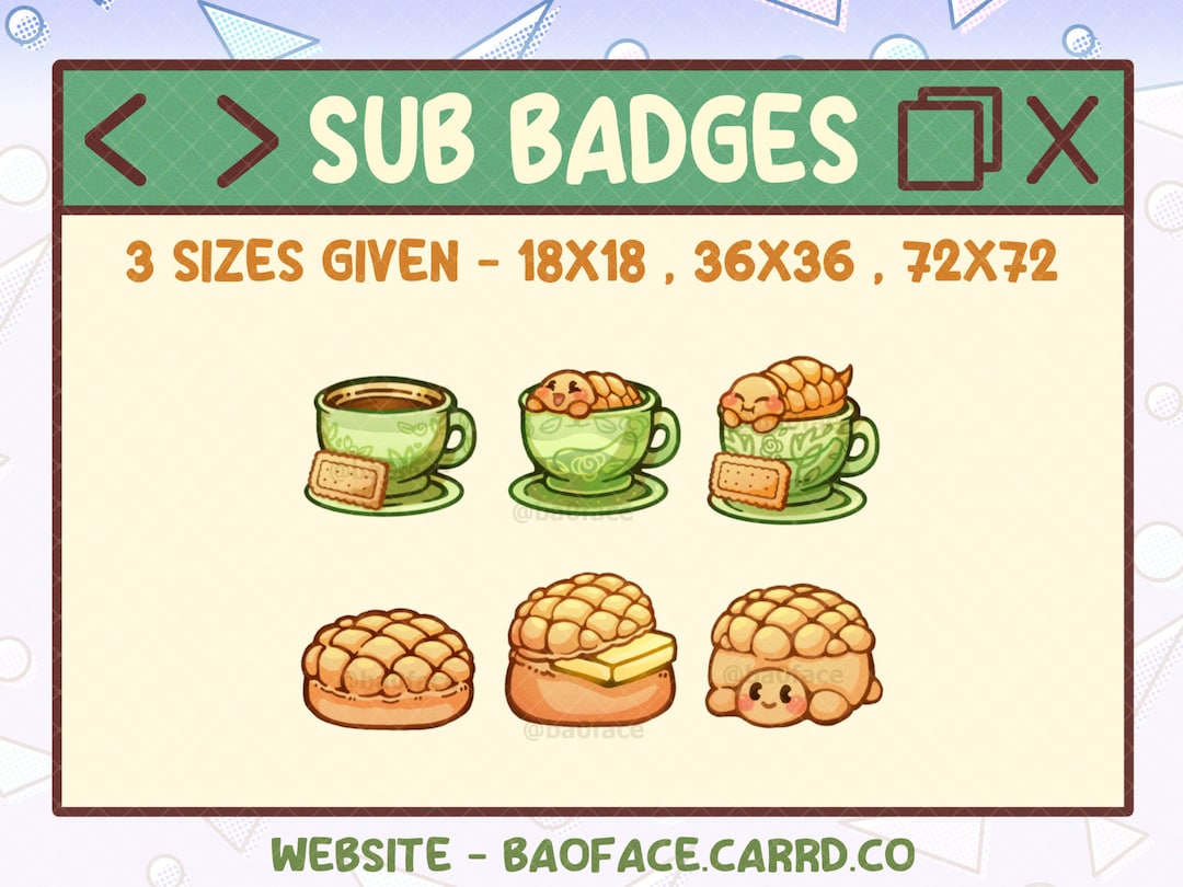 TEA TIME BADGES| 6 (not Too) Sweet Milk Tea Melonpan Turtle Sub Badges ...
