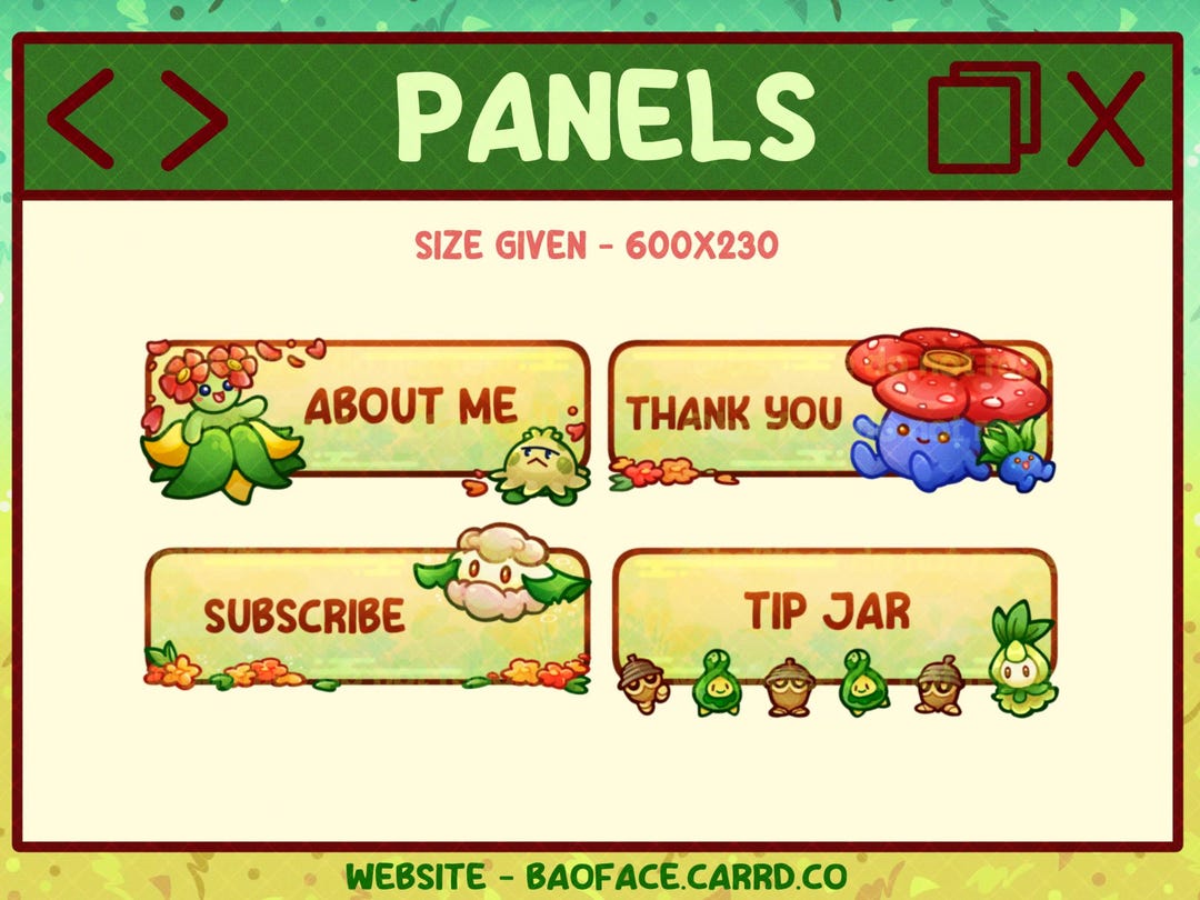 POKEMON PANELS | 22 Grass Type Theme Panels for Twitch Stream - Etsy