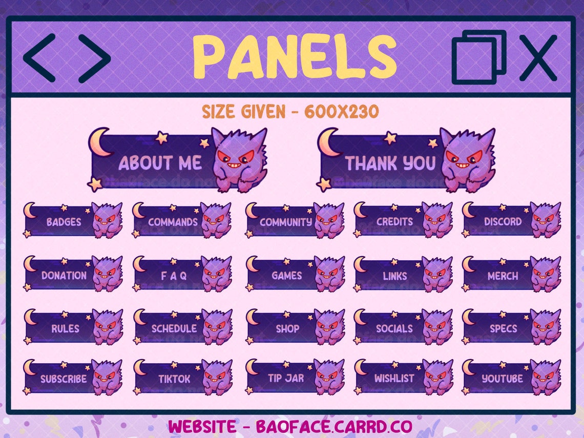 POKEMON PANELS | 22 Gengar Evolution Ghost Theme Panels for Twitch - Etsy