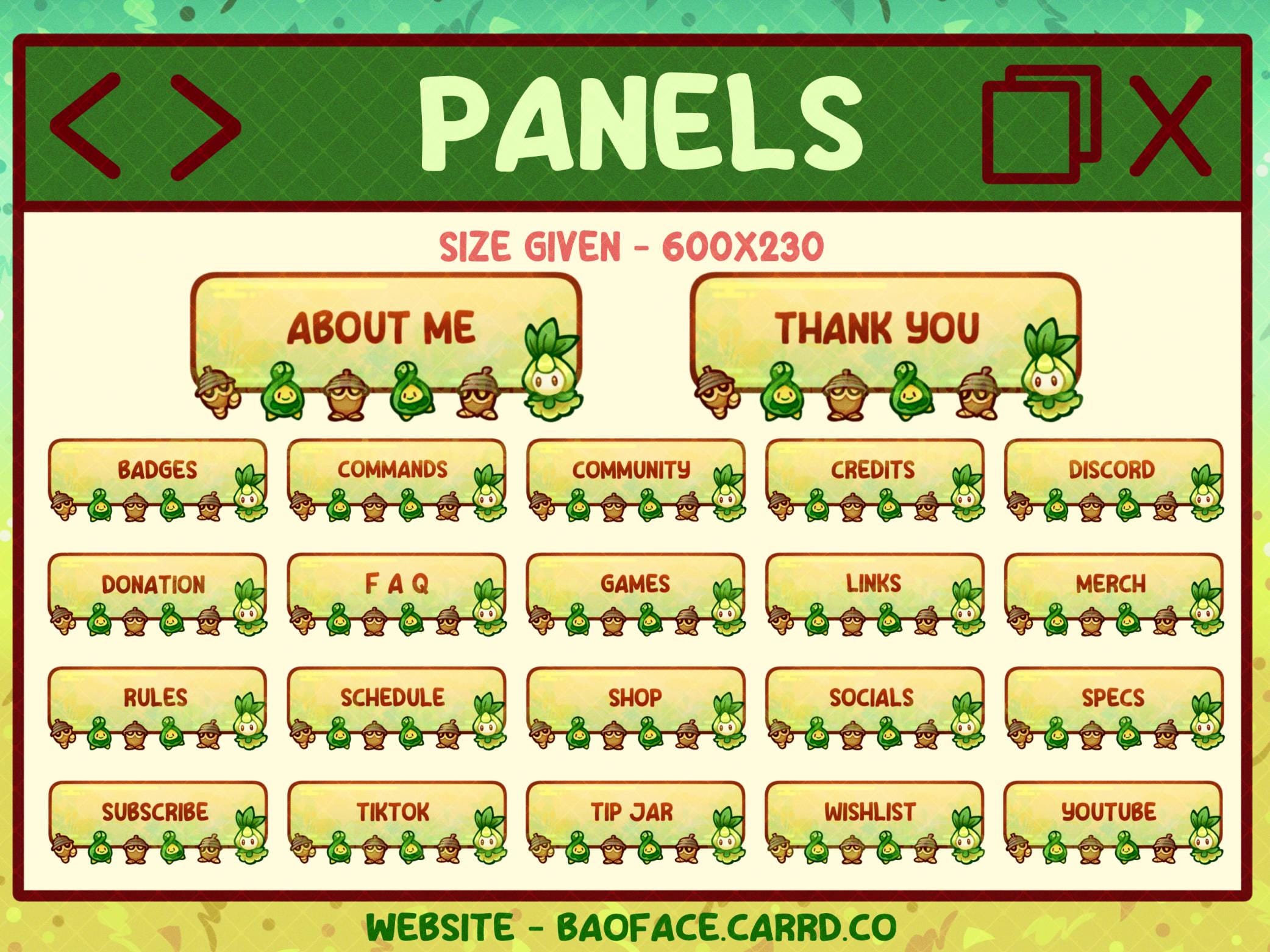 POKEMON PANELS | 22 Grass Type Theme Panels for Twitch Stream - Etsy