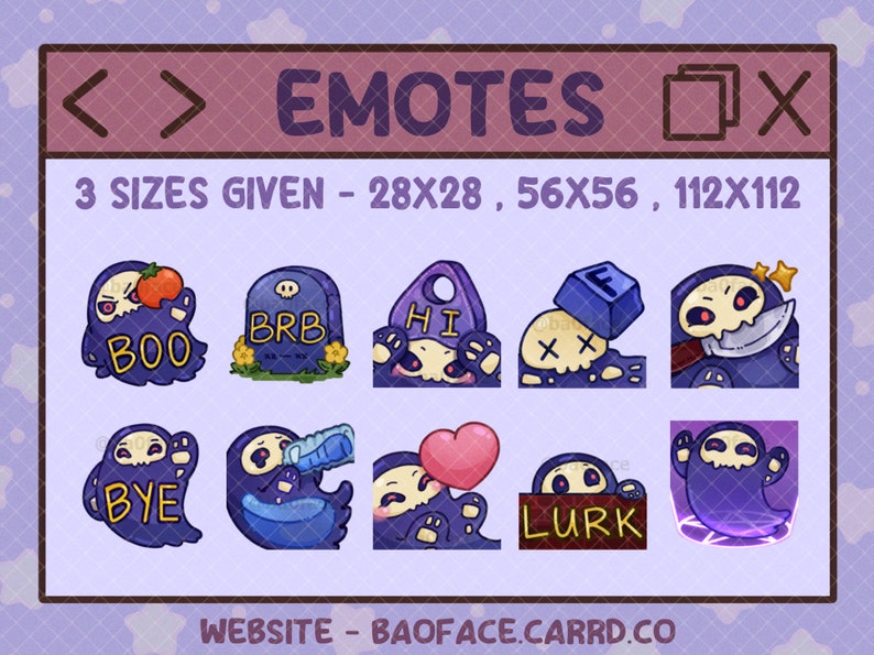 GHOSTIE EMOTES | 10+1 Cute and Spooky Ghost Skull Emotes for Twitch and ...
