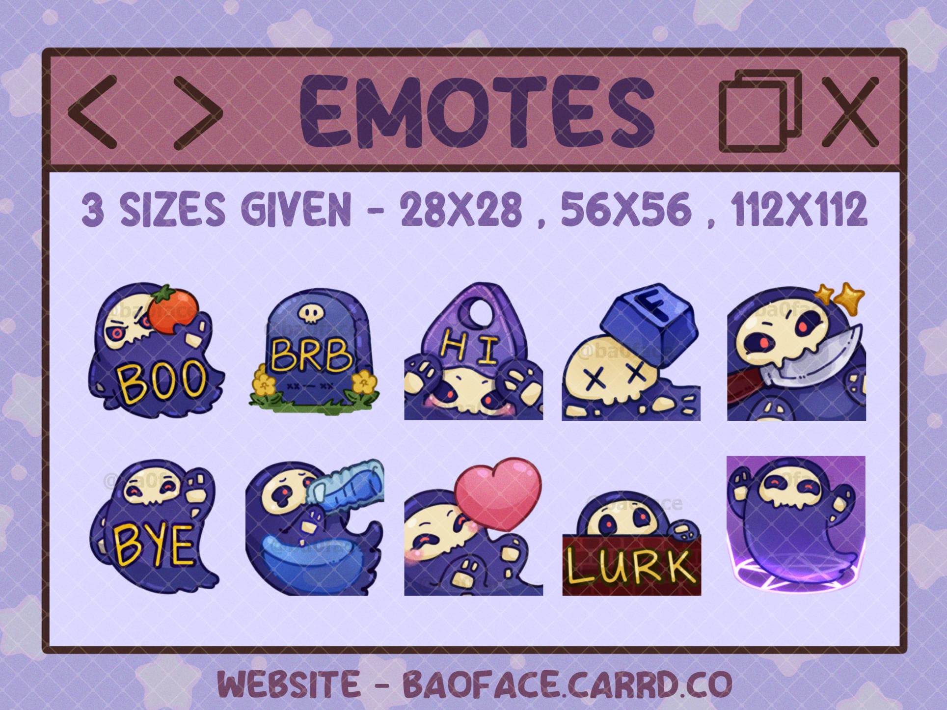 GHOSTIE EMOTES | 10+1 Cute and Spooky Ghost Skull Emotes for Twitch and ...
