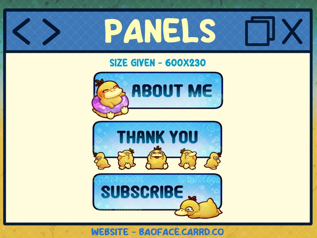 POKEMON PANELS | 22 Cute Psyduck Theme Panels for Twitch - Etsy