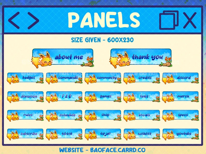 POKEMON PANELS | 22 Cute Jolteon Eeveelution Theme Panels for Twitch - Etsy
