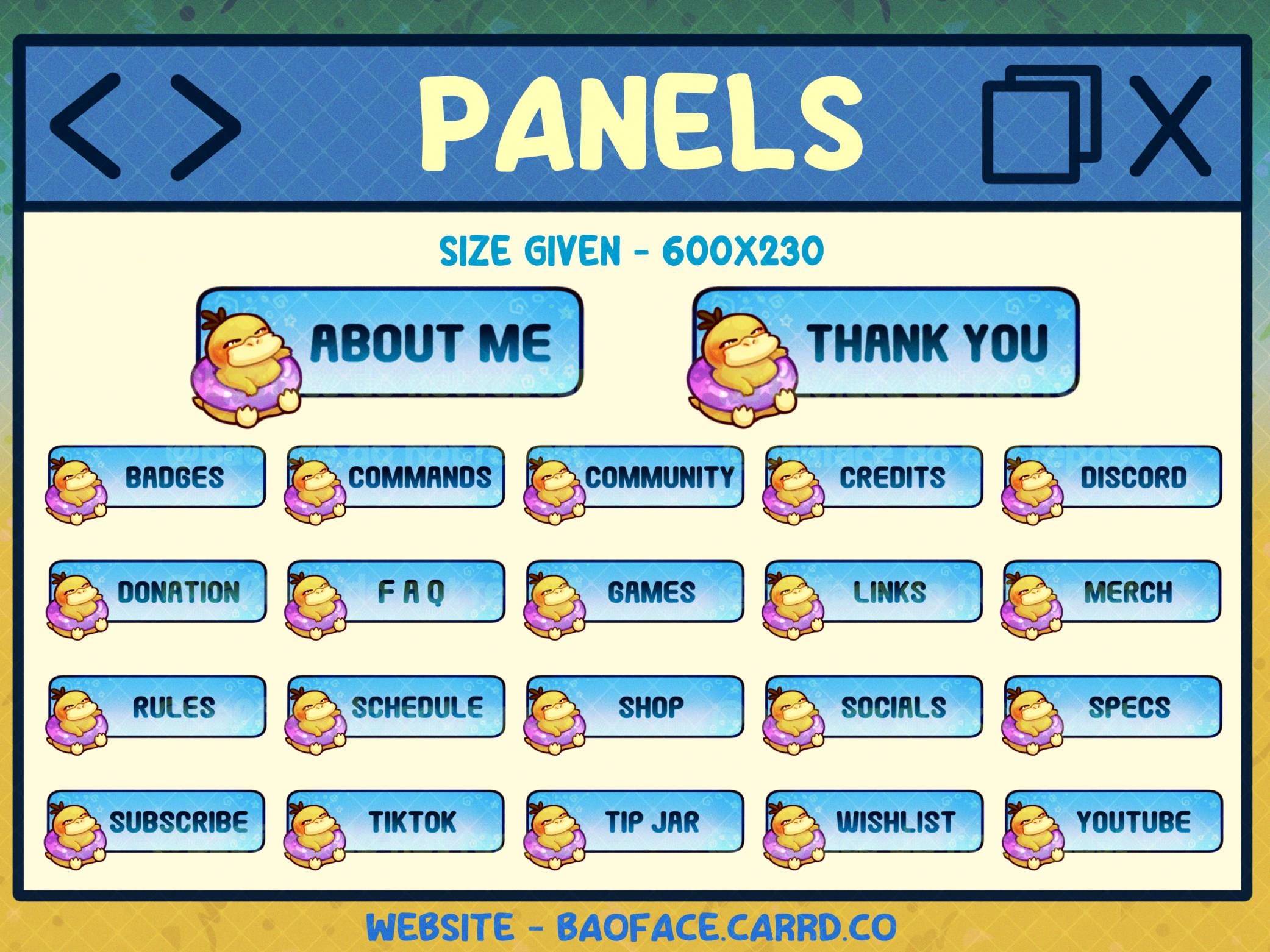 POKEMON PANELS | 22 Cute Psyduck Theme Panels for Twitch - Etsy
