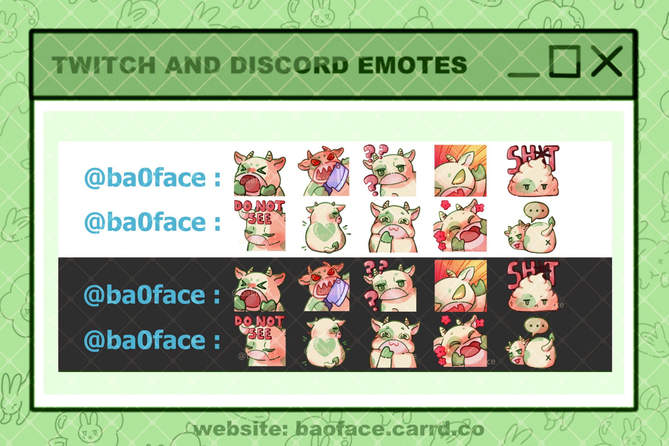 MATCHA COW EMOTE 10 Cute Cow Emotes for Twitch and Discord Sweet ...