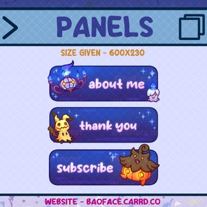POKEMON PANELS | 22 Cute Ghost Type Theme Panels for Twitch - Etsy
